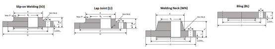 Socket Raised Face Weld Neck Flange , Class 300 Carbon Steel SW RF Flange
