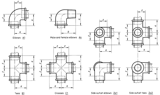 90 Degree Male Female Elbow ISO 49-1994 Threaded Cast Pipe Fittings